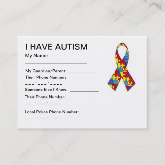 Autism ID cards | Zazzle.com