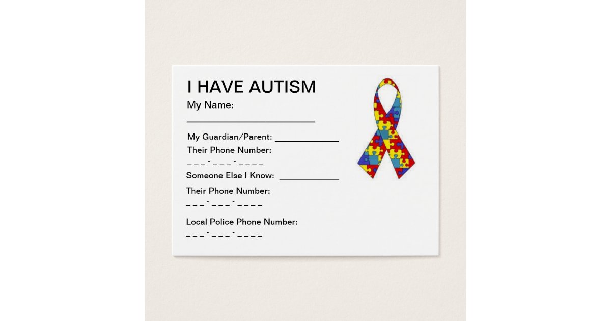 Autism ID Cards Zazzle autism-id-cards-zazzle