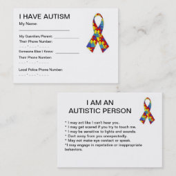 Autism ID cards | Zazzle