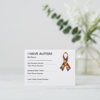 Autism ID cards | Zazzle