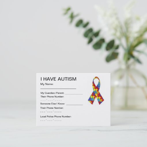 Autism ID cards | Zazzle