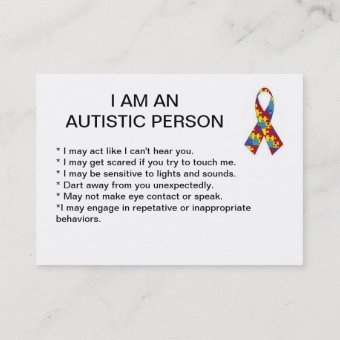 Autism ID cards | Zazzle