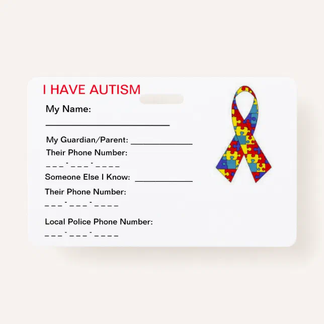 Autism ID Tag Badge | Zazzle