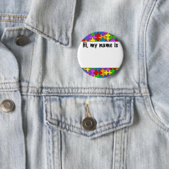 Autism Name Tag Button | Zazzle