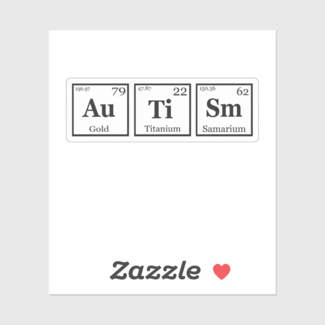 Autism Periodic Table Element Autism Awareness Sticker | Zazzle