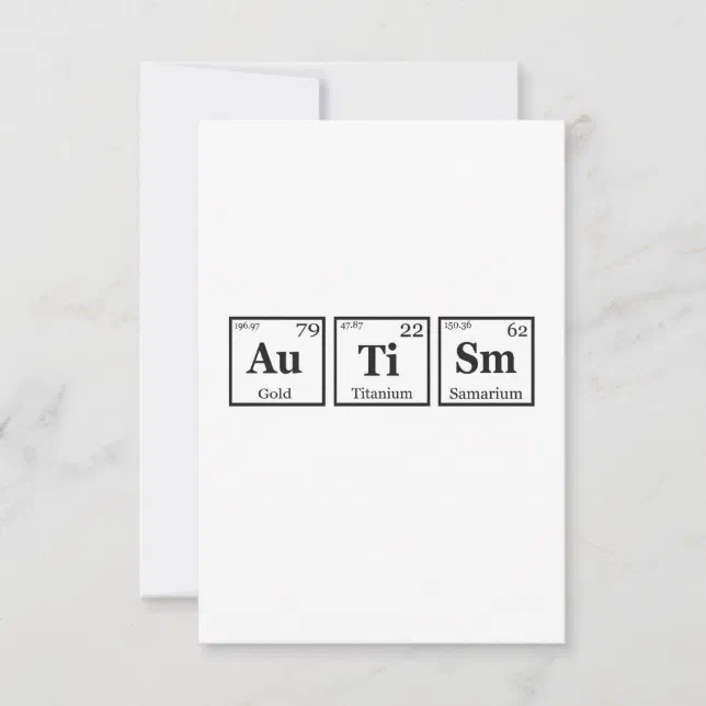 Autism Periodic Table Element Autism Awareness Thank You Card | Zazzle