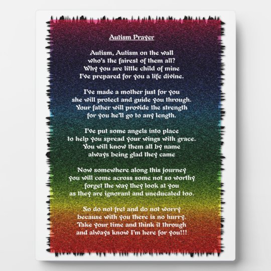 Autism Prayer Multicolored Plaque | Zazzle.com