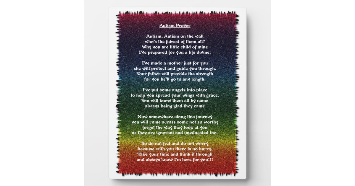 Autism Prayer Multicolored Plaque | Zazzle
