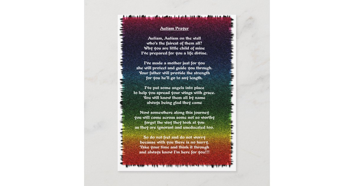 Autism Prayer Multicolored Postcard | Zazzle