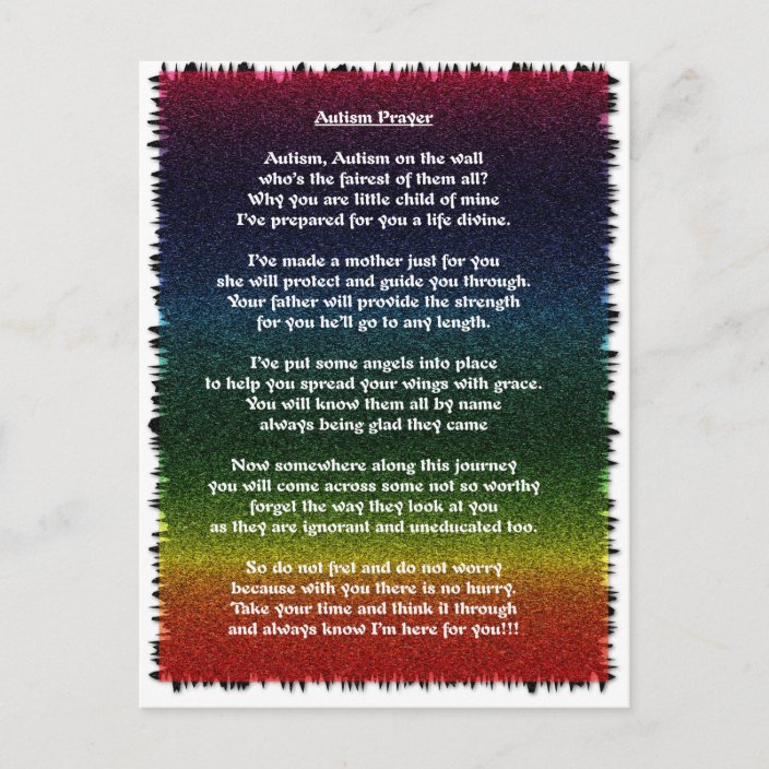 Autism Prayer Multicolored Postcard | Zazzle.com