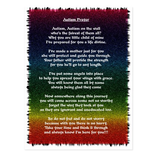 Autism Prayer Multicolored Postcard | Zazzle