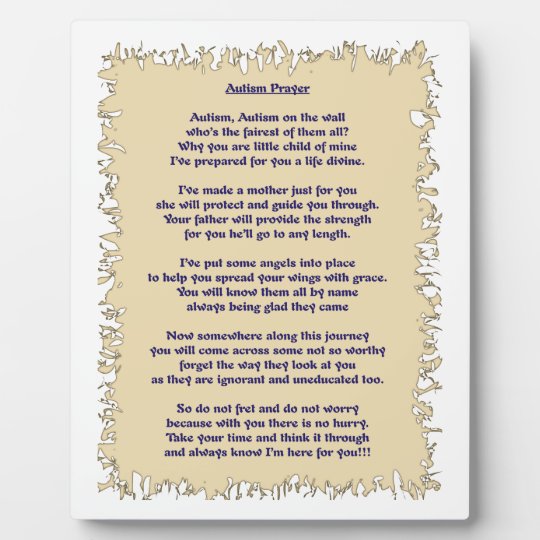 Autism Prayer Plaque | Zazzle.com