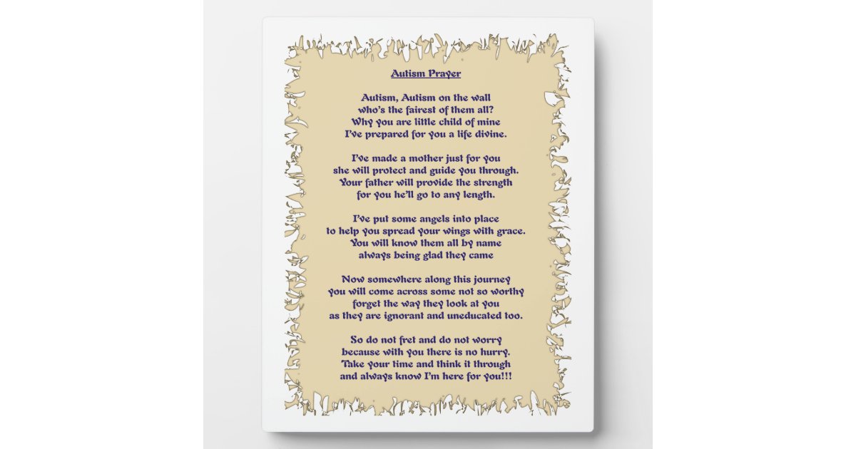 Autism Prayer Plaque | Zazzle