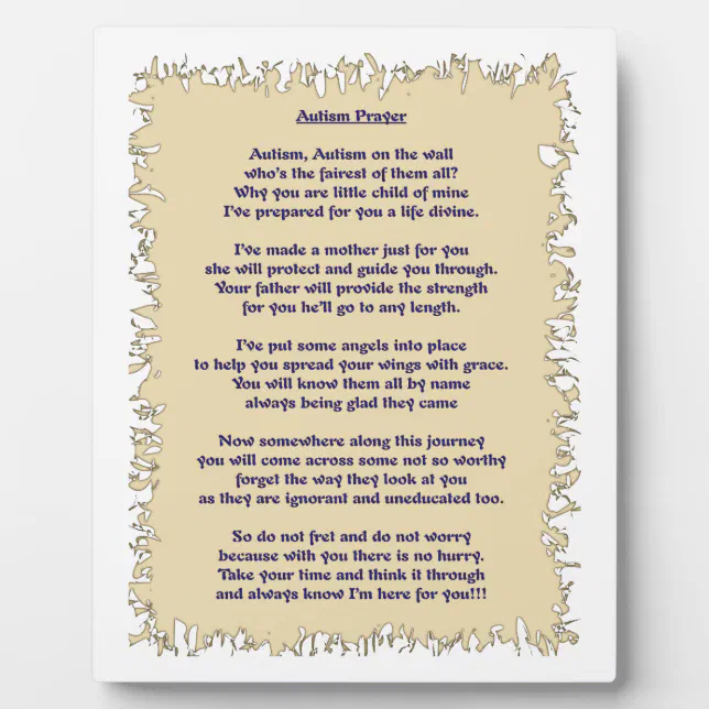 Autism Prayer Plaque | Zazzle