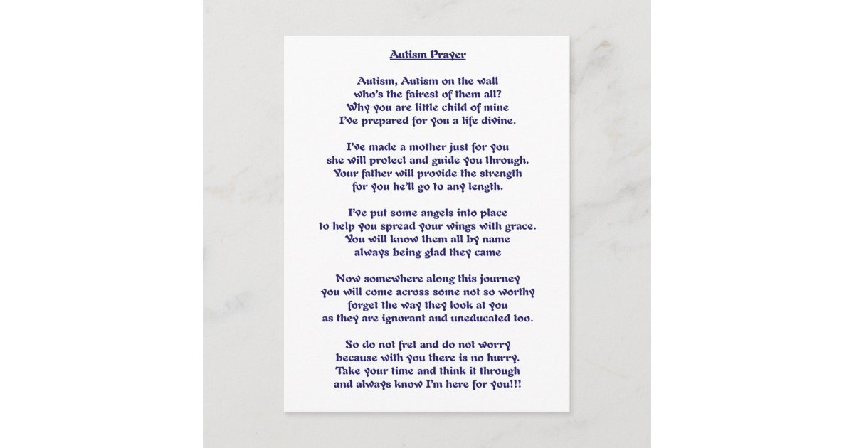 Autism Prayer Postcard | Zazzle