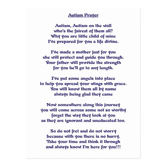 Autism Prayer Postcard | Zazzle.com