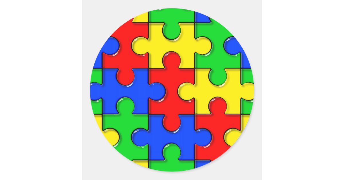 Autism Puzzle Classic Round Sticker | Zazzle