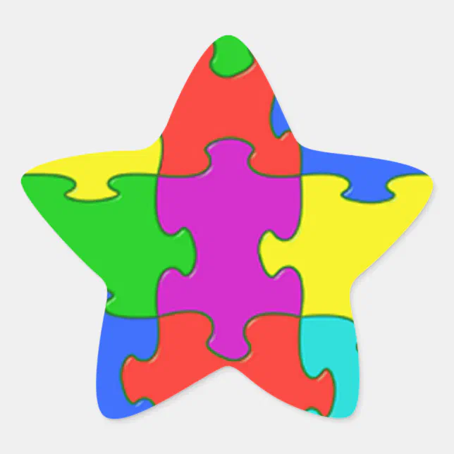 Autism puzzle love star sticker | Zazzle