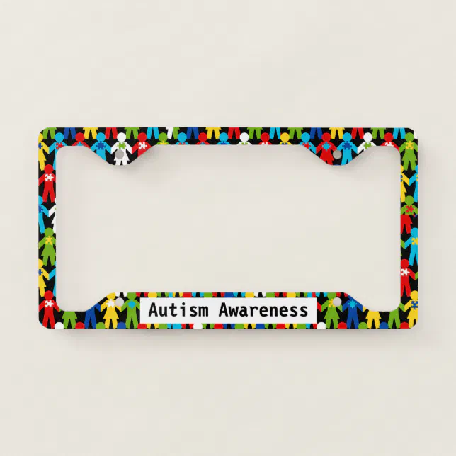 Autism Puzzle People Piece Custom Text License Plate Frame | Zazzle