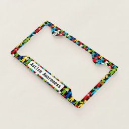 Autism Puzzle People Piece Custom Text License Plate Frame | Zazzle