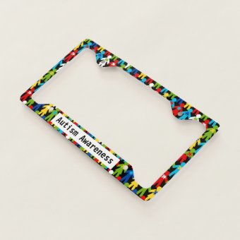 Autism Puzzle People Piece Custom Text License Plate Frame | Zazzle