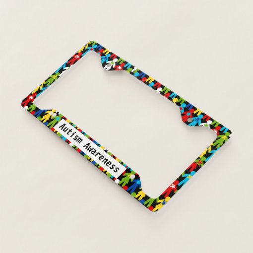 Autism Puzzle People Piece Custom Text License Plate Frame | Zazzle