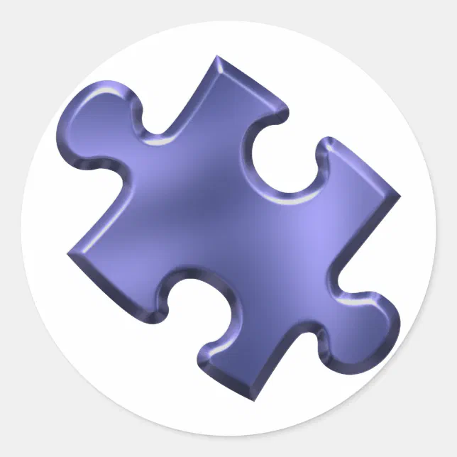 Autism Puzzle Piece Blue Classic Round Sticker | Zazzle