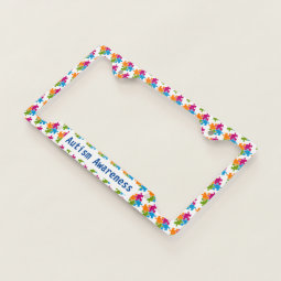 Autism Puzzle Piece Custom Text Blue License Plate Frame | Zazzle