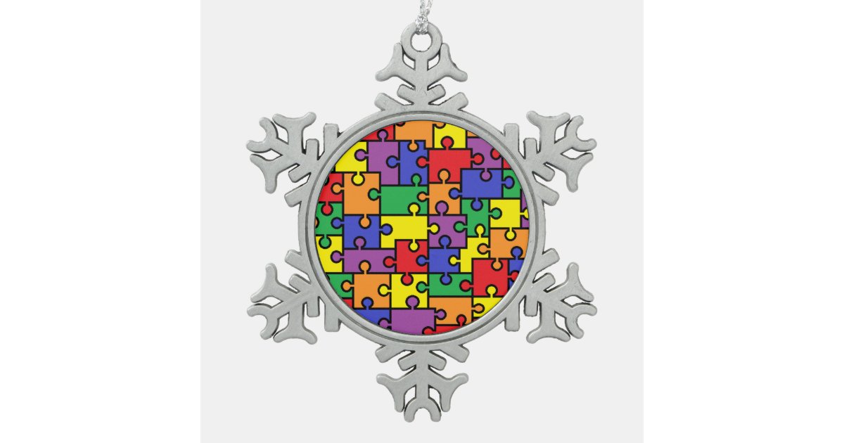 Autism Puzzle Snowflake Ornament | Zazzle