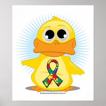 Autism Ribbon Duck Poster | Zazzle