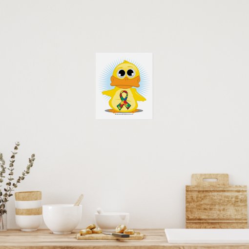 Autism Ribbon Duck Poster | Zazzle