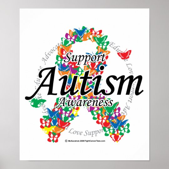 Autism Ribbon of Butterflies Poster | Zazzle.com