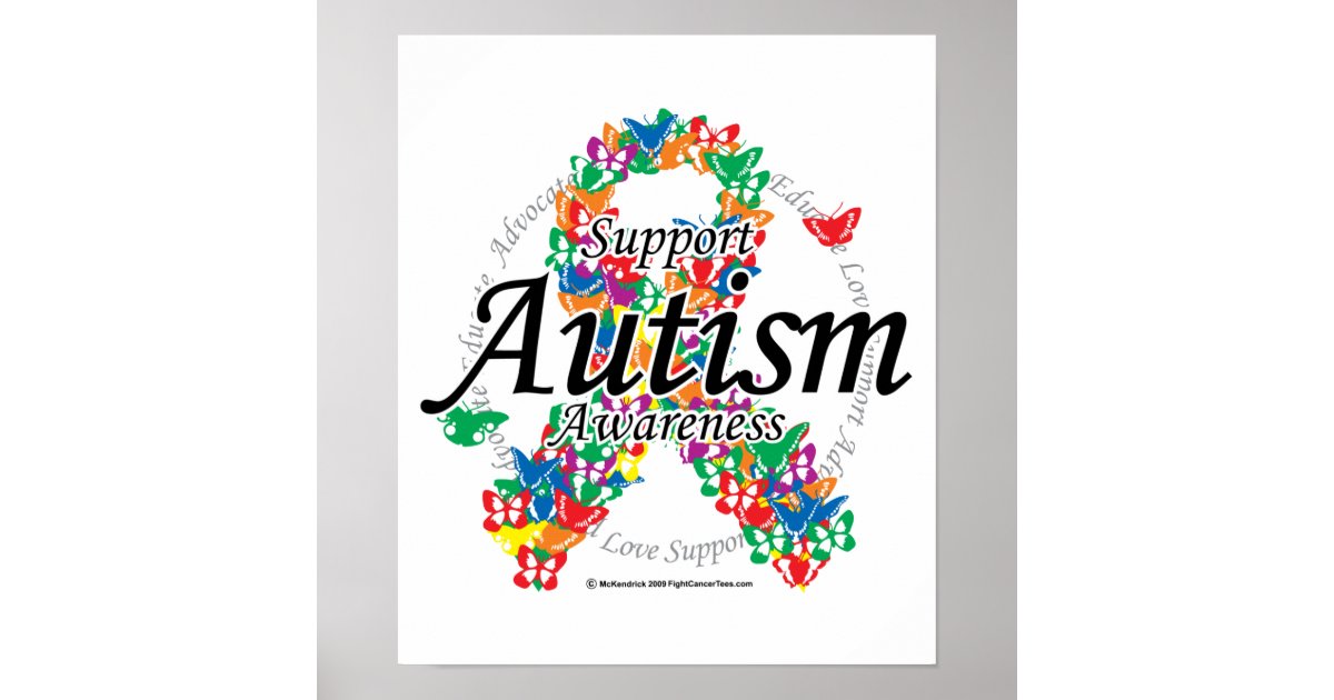 Autism Ribbon of Butterflies Poster | Zazzle