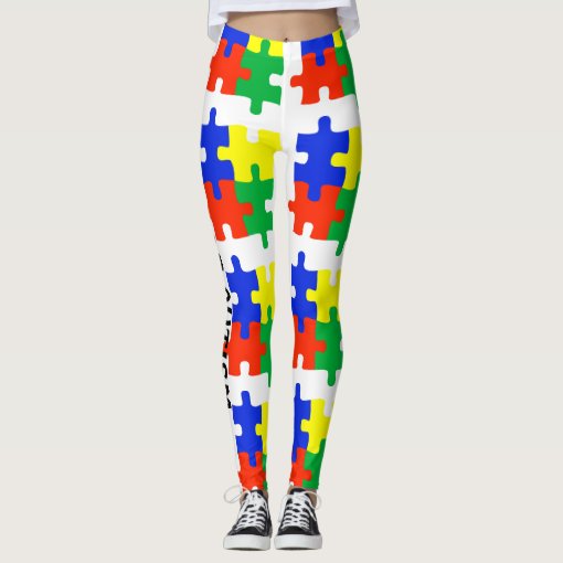 Autism Running Leggings Puzzle Pants Warrior Mom | Zazzle