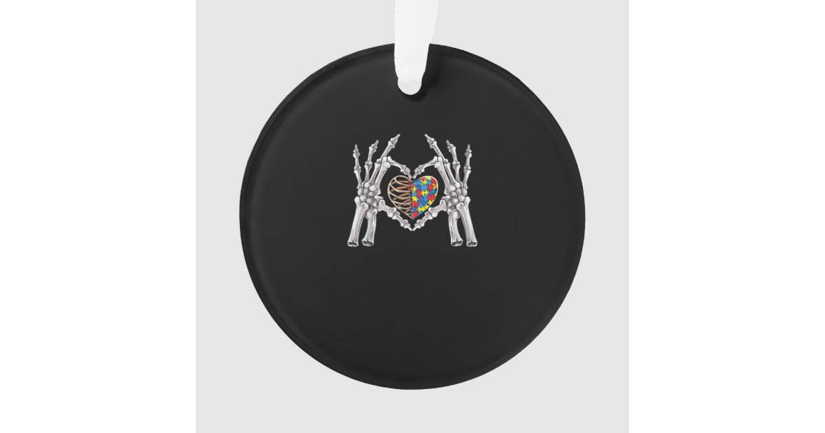Autism Skull Hand Puzzle Piece Heart Creative Ornament | Zazzle