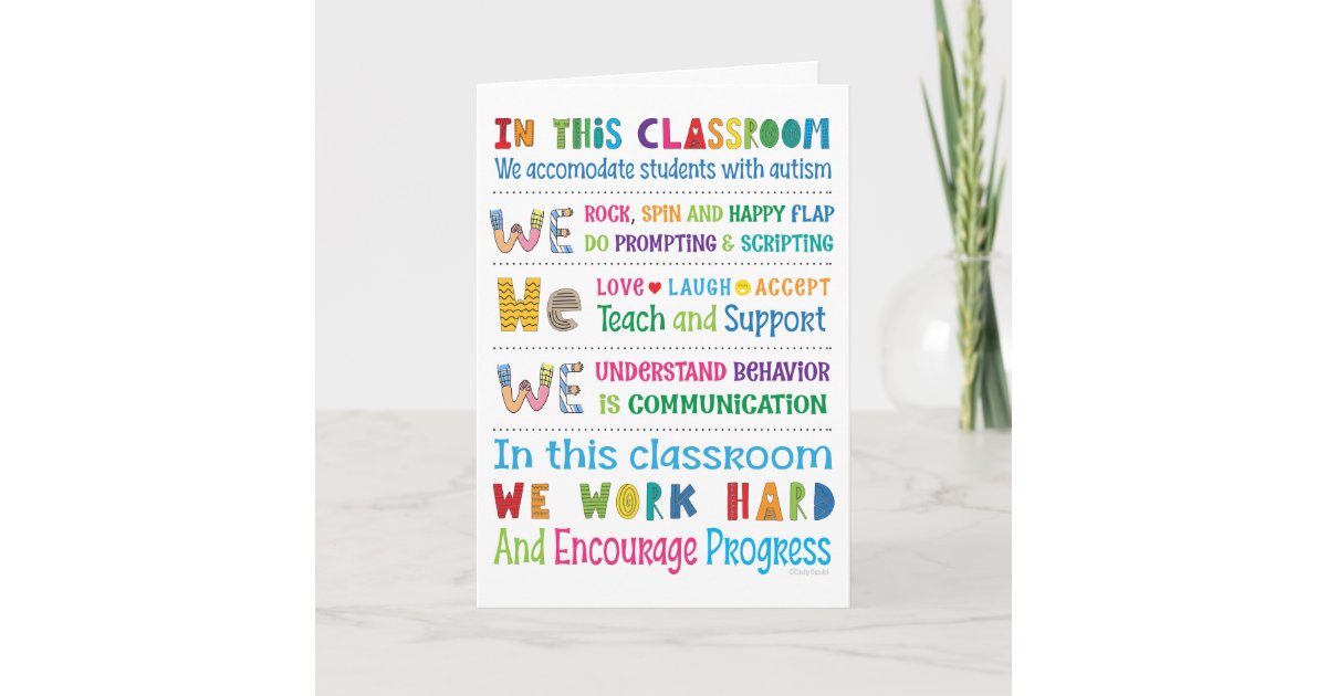 Autism Special Ed Teacher Appreciation Card | Zazzle