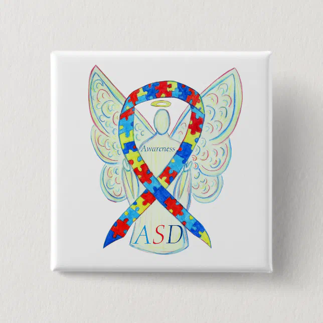 Autism Spectrum Disorder Angel Puzzle Ribbon Pin | Zazzle