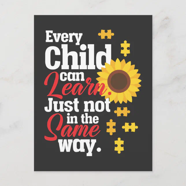 Autism Sunflower Special Education Teacher Postcard | Zazzle
