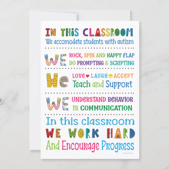 Autism Teacher Classroom Rules Mini Print Invitation | Zazzle