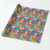Autism watercolor puzzle wrapping paper | Zazzle