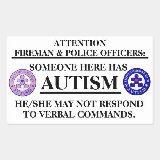 AutismPuzzlePiece.com Autism Fire/Emergency Safety Rectangular Sticker ...
