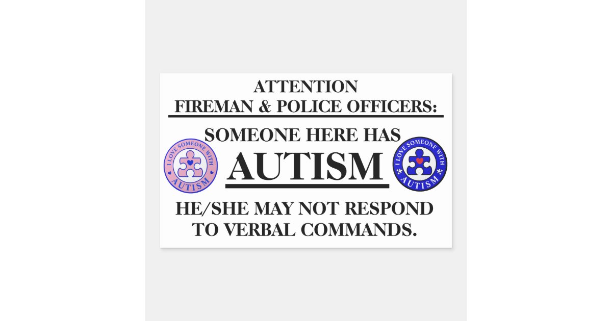 AutismPuzzlePiece.com Autism Fire/Emergency Safety Rectangular Sticker ...