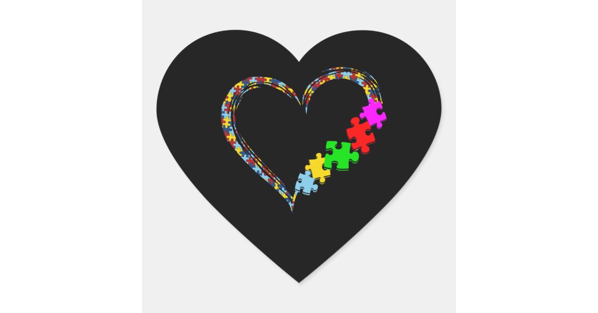 Autistic | Autism Awareness Heart Puzzle Piece Heart Sticker | Zazzle