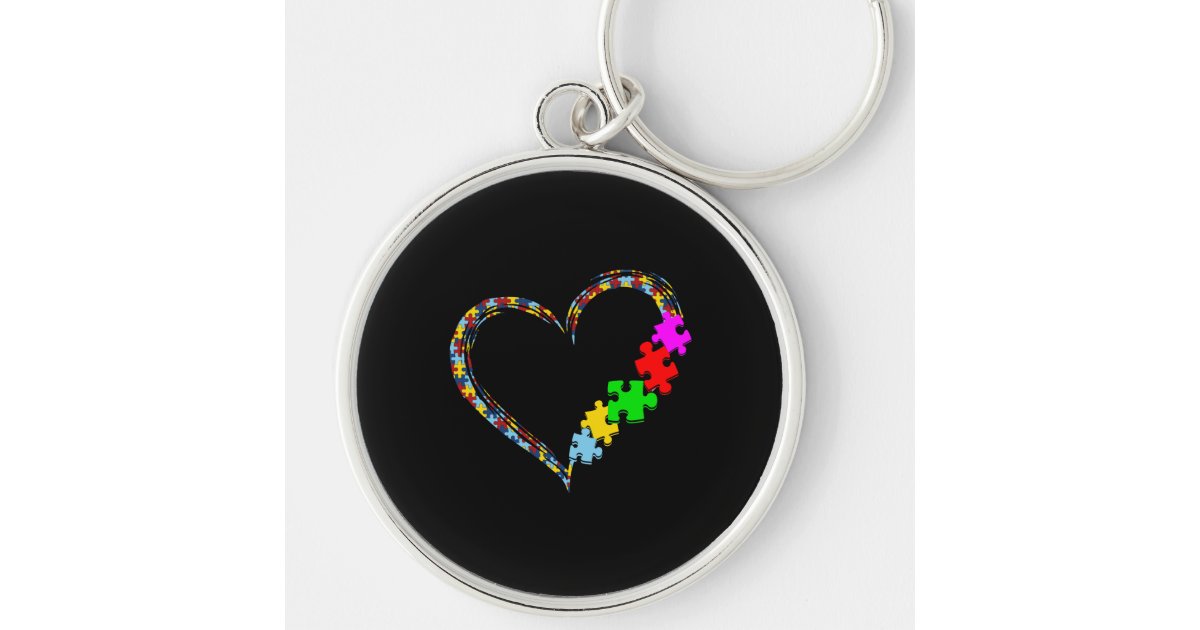 Autistic | Autism Awareness Heart Puzzle Piece Keychain | Zazzle
