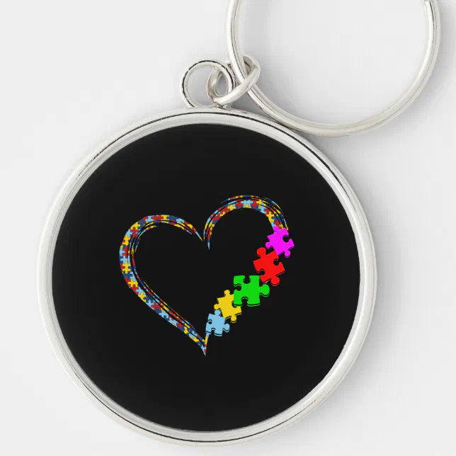 Autistic | Autism Awareness Heart Puzzle Piece Keychain | Zazzle