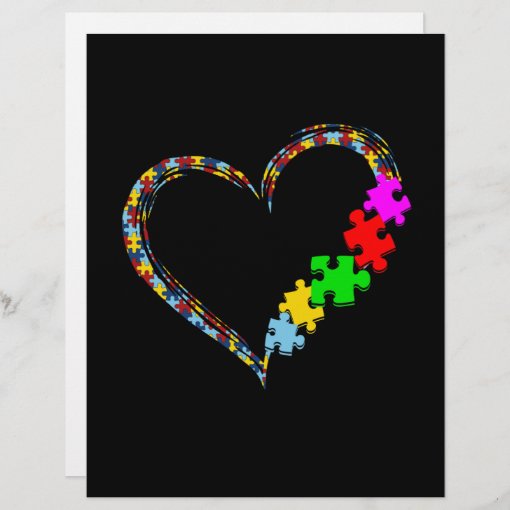 Autistic | Autism Awareness Heart Puzzle Piece Letterhead | Zazzle