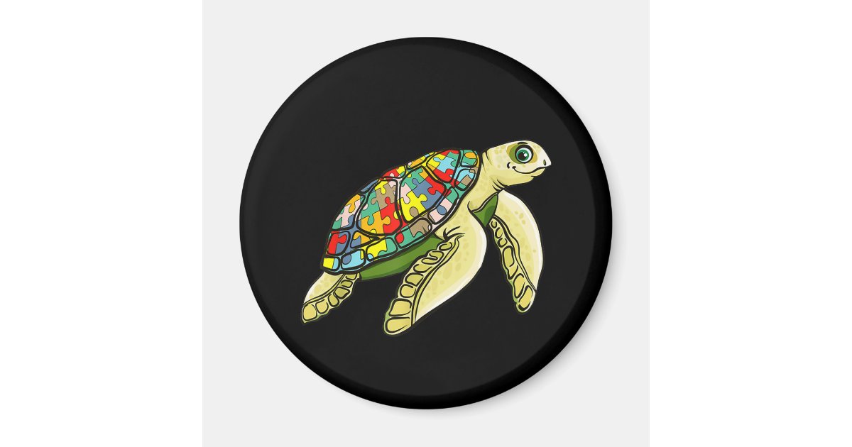 Autistic |Sea Turtle Puzzle Piece Autism Awareness Magnet | Zazzle