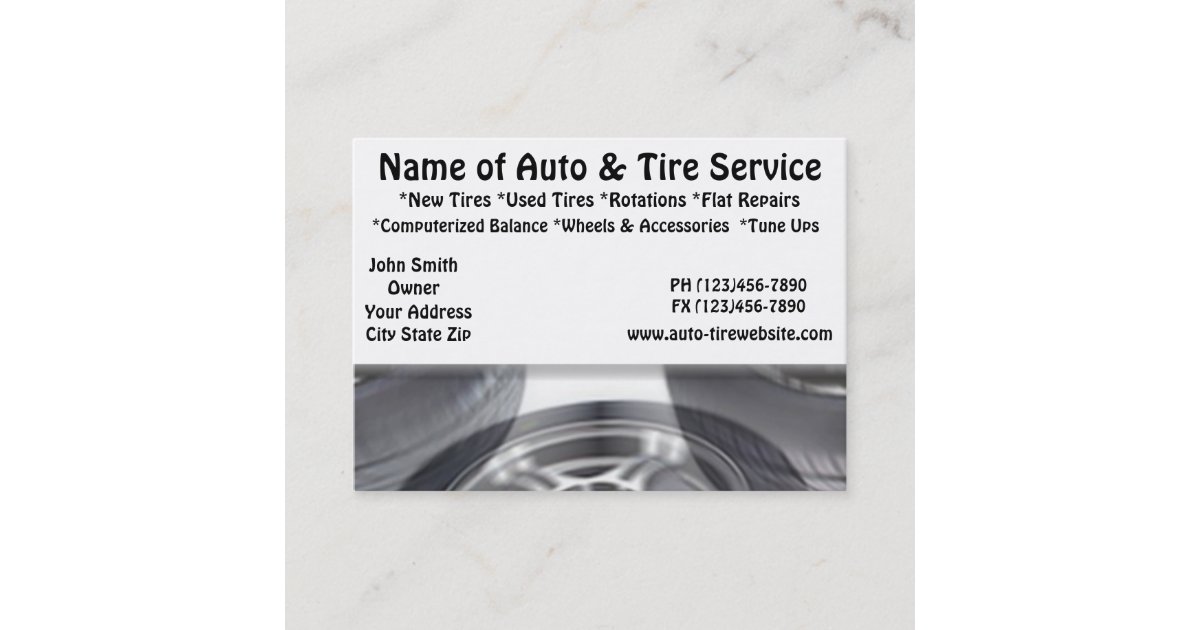 Auto and Tire Service Automotive Business Cards | Zazzle