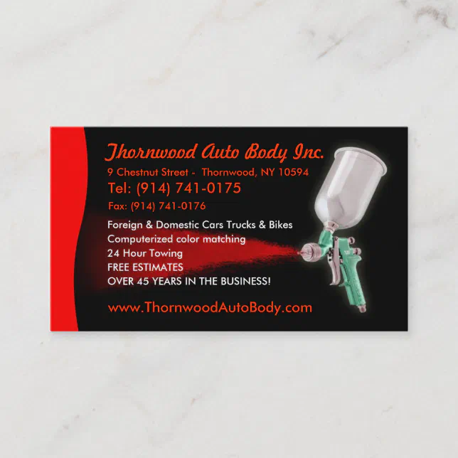 Auto Body CUSTOMIZABLE Business Card | Zazzle