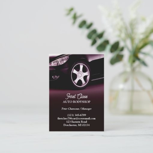 Auto Body Shop Chubby Business Card | Zazzle